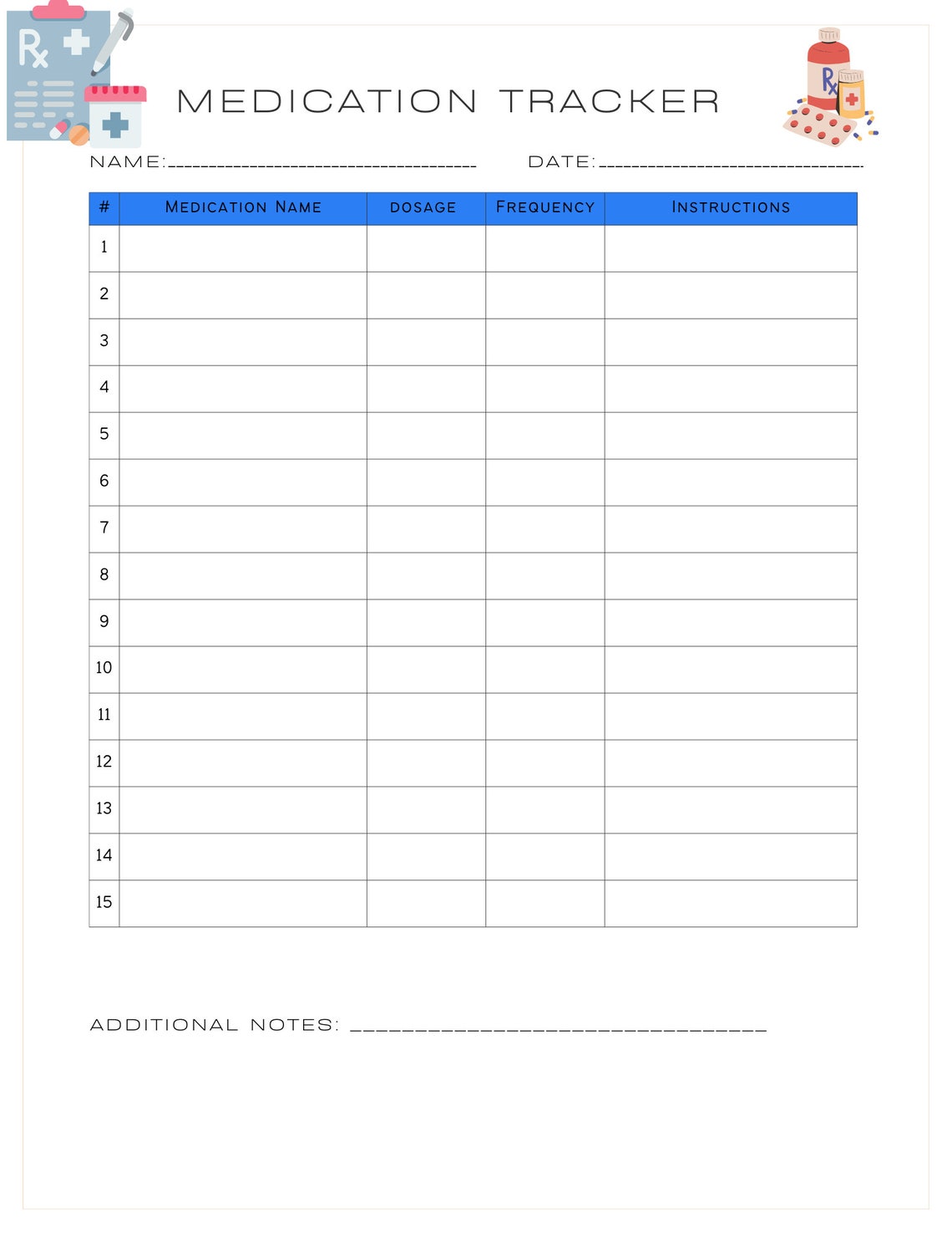 Medication Tracker Journal, Health Planner, Pill Reminder, Daily ...