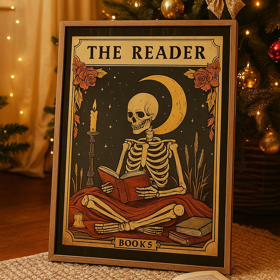 The Reader Tarot Poster: Skeleton Reader Tarot Card Wall Art - Etsy