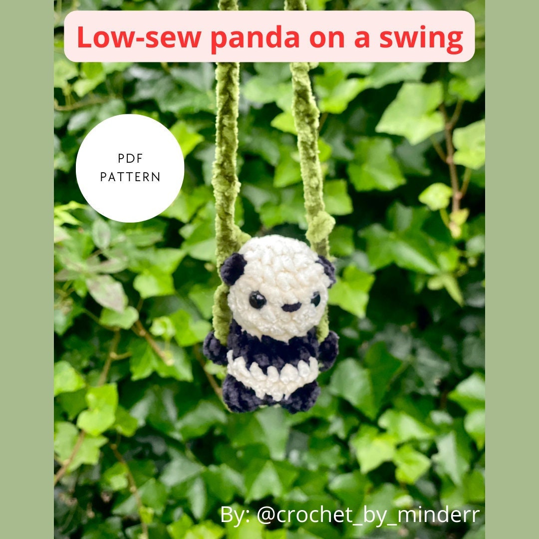 Crochet Pattern: Panda on a Swing, PDF Pattern, Digital Download, Carhanger - Etsy