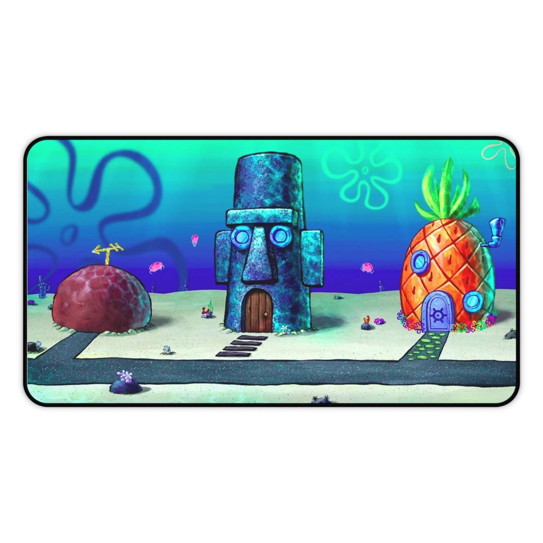 Spongebob Houses Desk Mat, Mouse Pad, Office Decor, Office Gifts ...