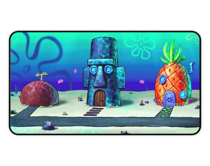 Spongebob Houses Desk Mat, Mouse Pad, Office Decor, Office Gifts ...