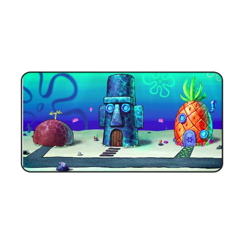 Spongebob Houses Desk Mat, Mouse Pad, Office Decor, Office Gifts ...