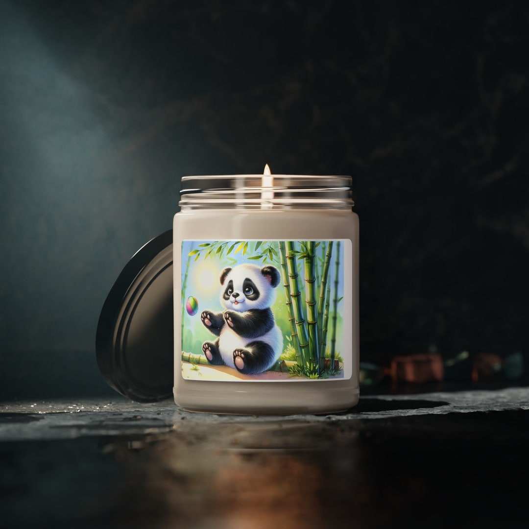 Bamboo Haven: Panda's Aromatic Scented Soy Candle, 9oz Personalized ...