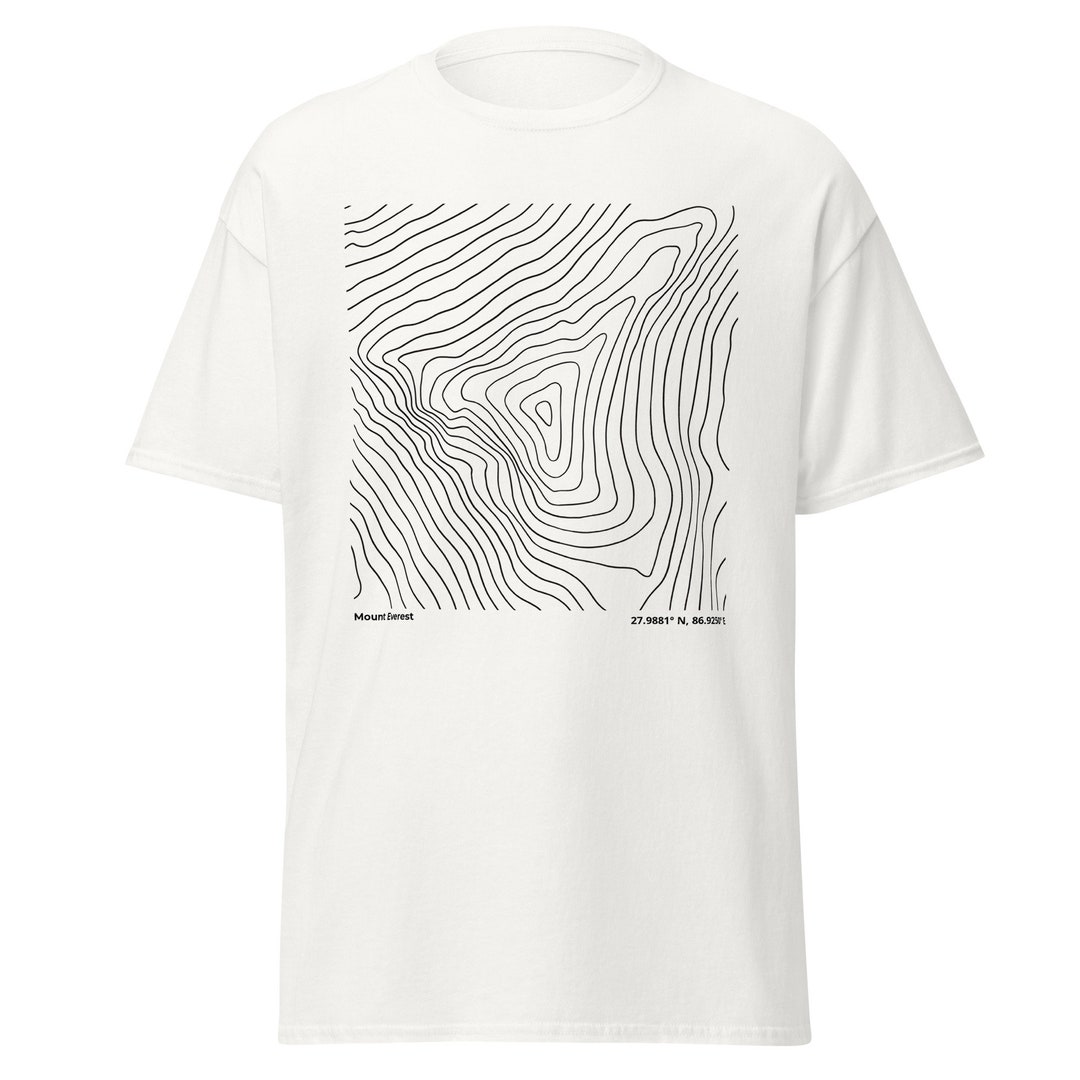 Mount Everest Contour Map T-shirt, Mount Everest Shirt, Hiking T-shirt ...