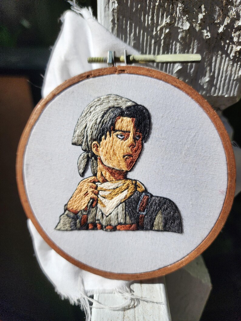 Levi Ackerman Hand Embroidery Hoop, Captain Levi, Attack on Titan Fan ...
