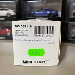 Porsche 911 GT3RS 1:43 Minichamps White - Etsy