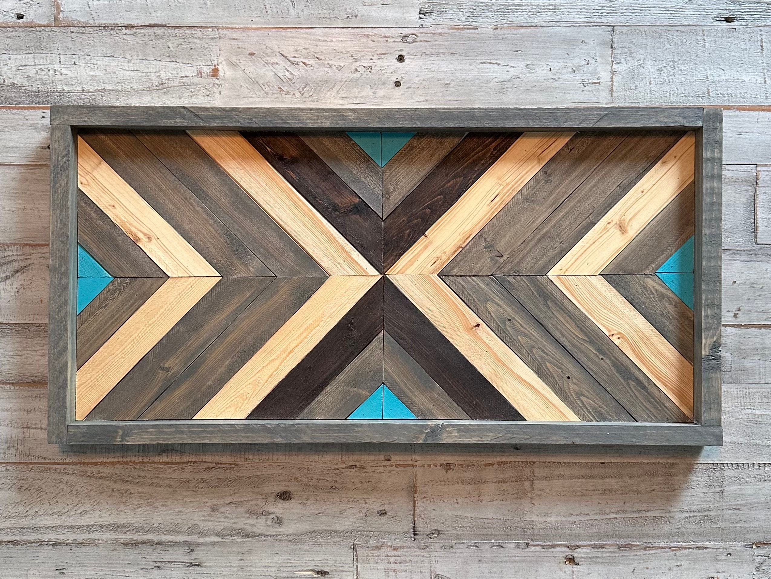 Rustic Wood Mosaic, Geometric Wood Decor, Barn Quilt Design, Boho Style ...
