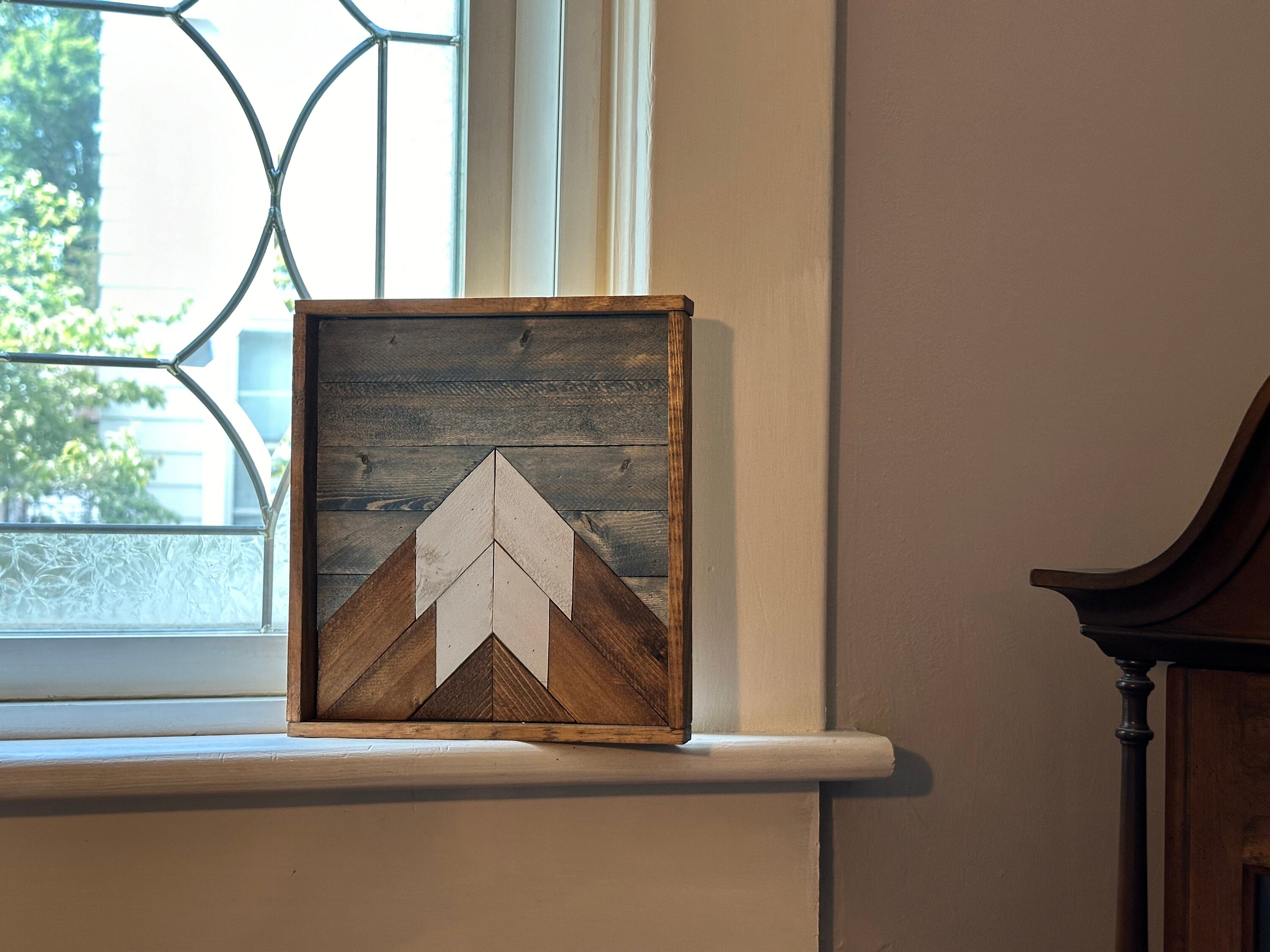 Rustic Wood Mountain, Wood Mosaic, Barn Quilt, Farmhouse Lath Art - Etsy