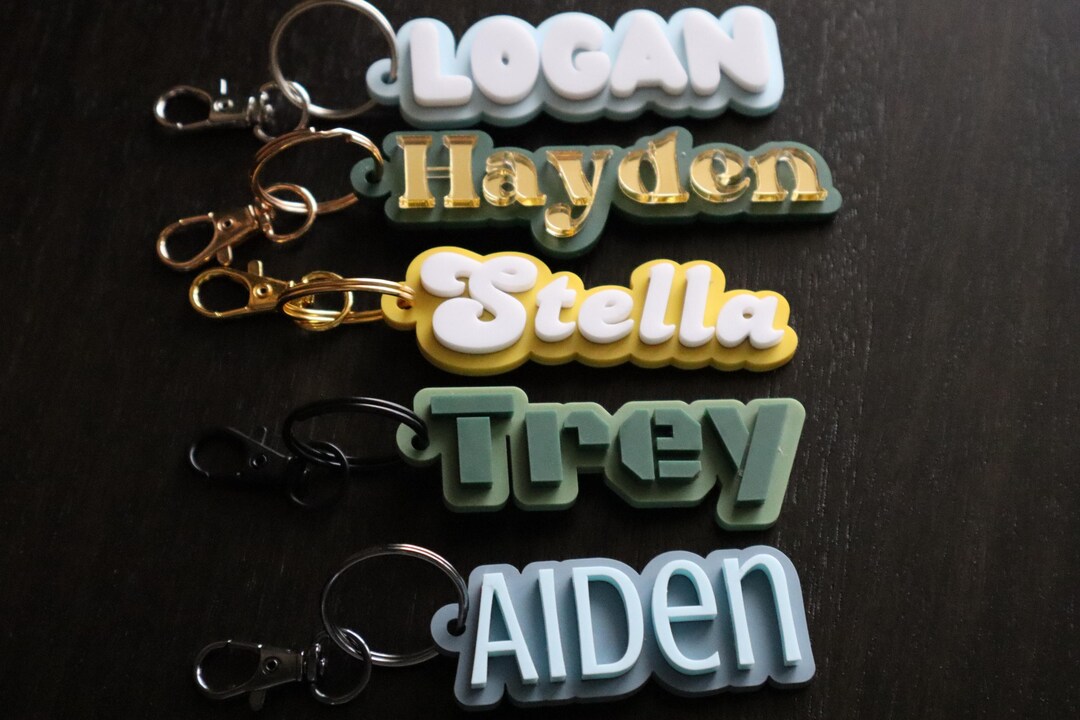 Personalized Acrylic Name Keychain 3D Name Keychain Backpack Keychain ...