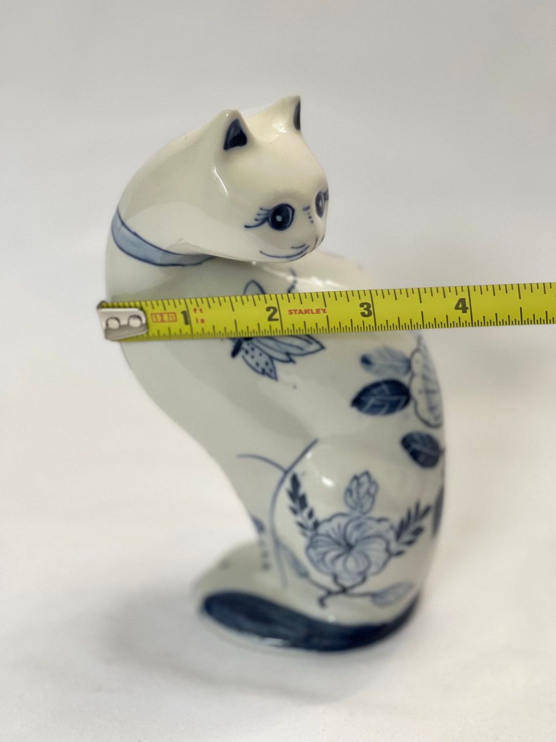 Ceramic Cat Figurine Blue & White Cardinal Chinoiserie, Collectible ...