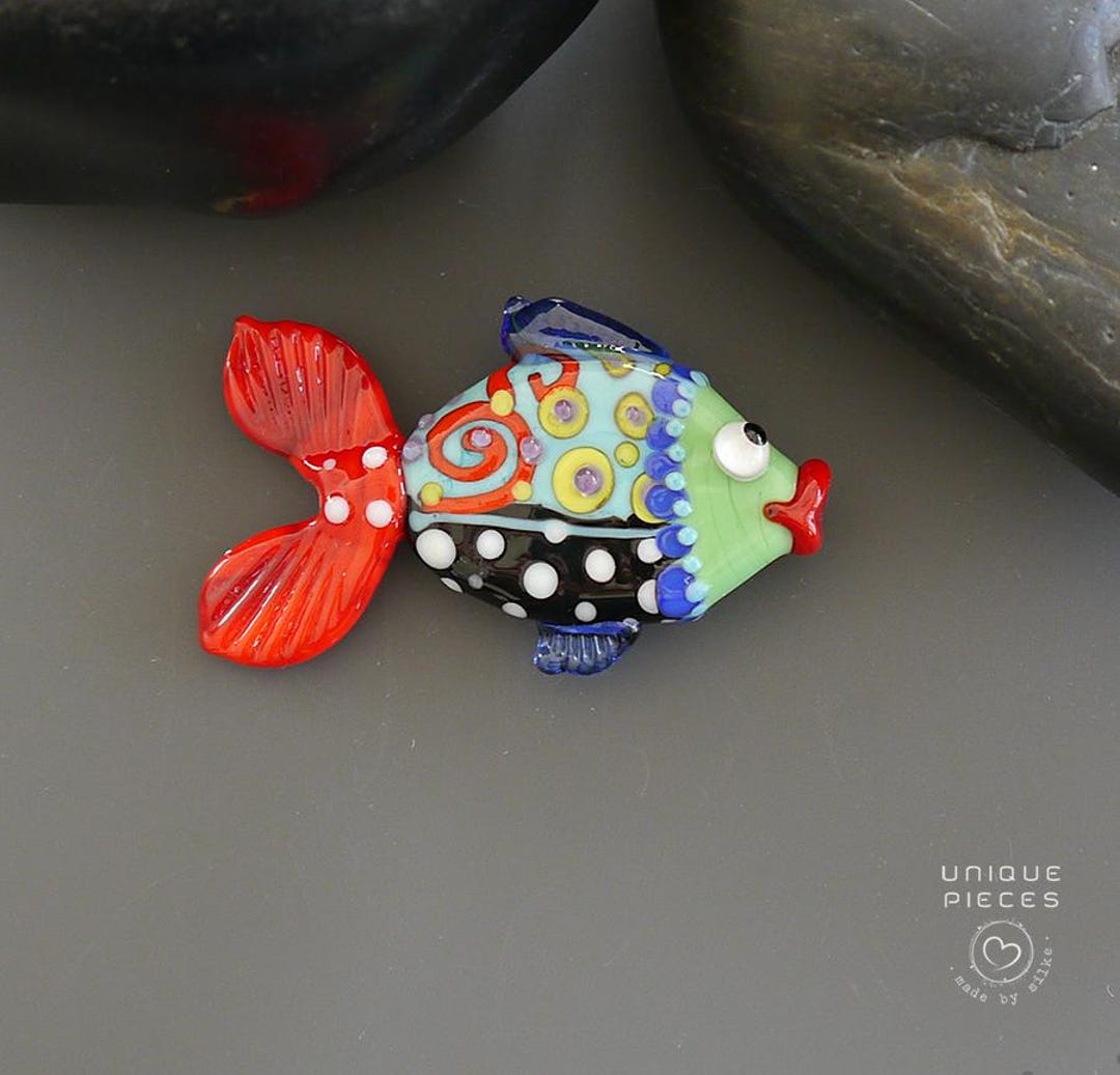 Handmade Lampwork Bead| Free-formed Fish | Focal | SRA | Artisan Glass ...