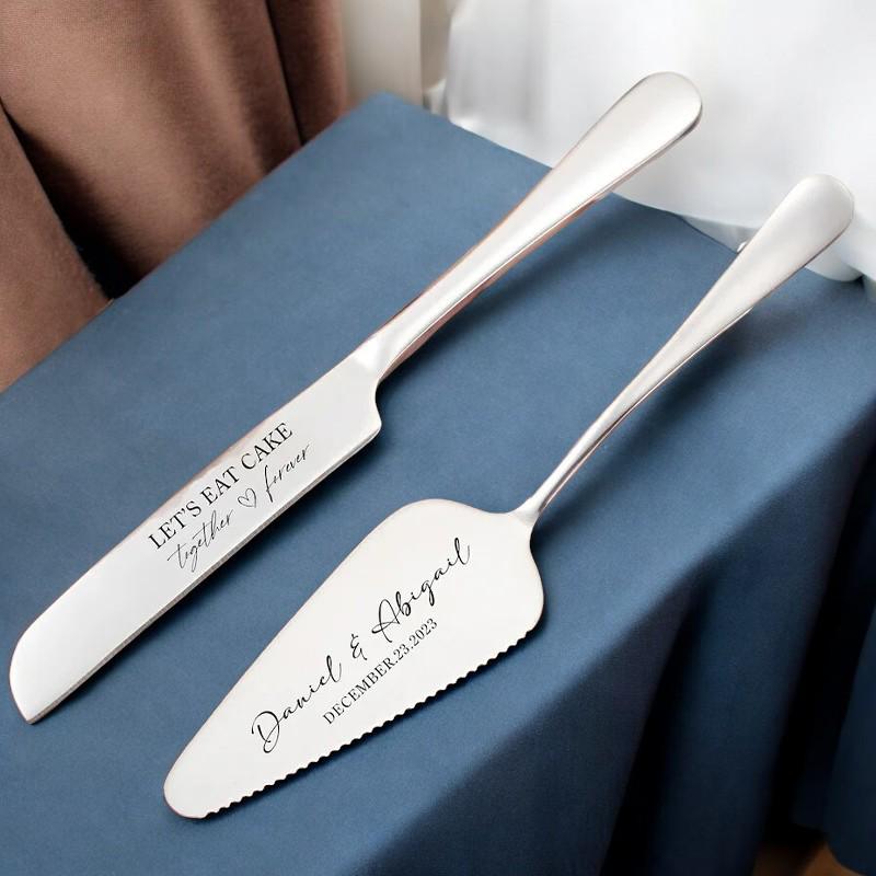 Modern Wedding Cake Set, Custom Cake Knife, Cake Cutting Set ...