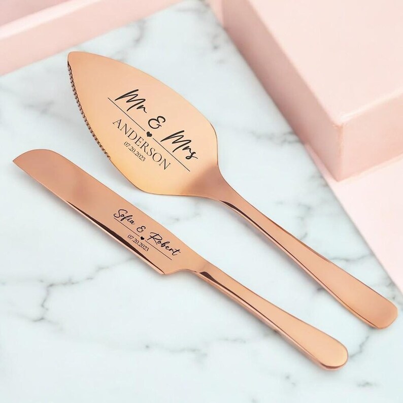 Modern Wedding Cake Set, Custom Cake Knife, Cake Cutting Set ...
