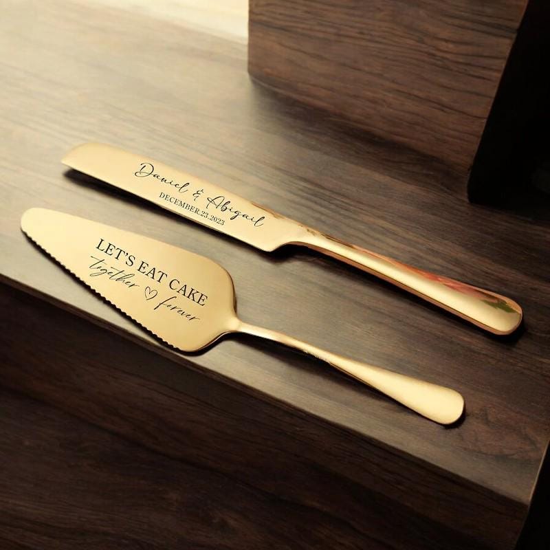 Modern Wedding Cake Set, Custom Cake Knife, Cake Cutting Set ...