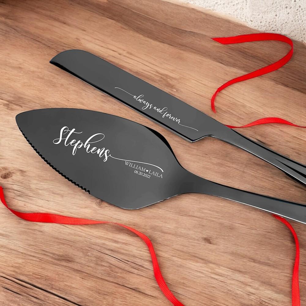 Modern Wedding Cake Set, Custom Cake Knife, Cake Cutting Set ...