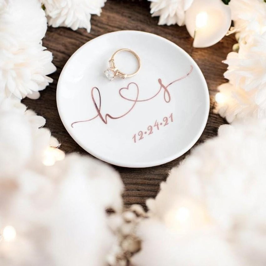 Personalized Engagement Ring Tray, Ceramic Ring Tray for Wedding ...