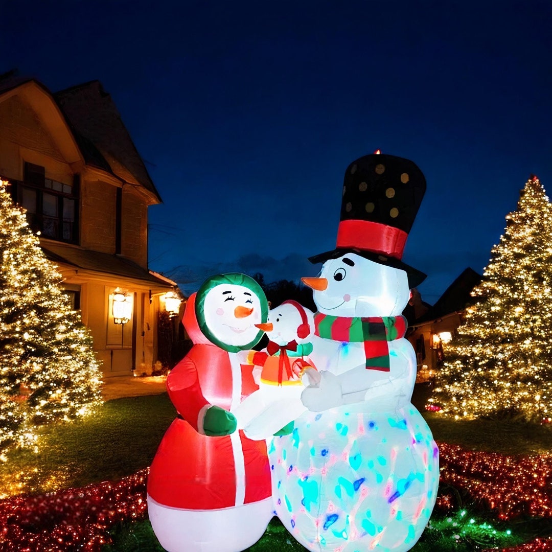 Inflatable Mr & Mrs Snowman Christmas Decorations, 6ft Blow up ...