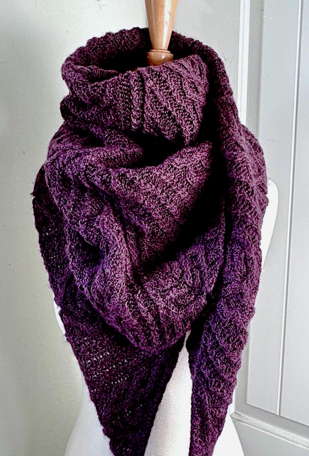 Celtic Cable Knit Triangle Shawl Wrap Stole | Peruvian Merino Wool ...