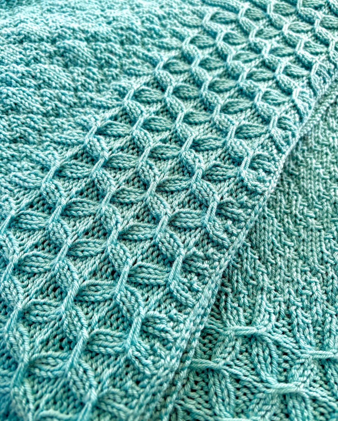 Smocked Cable Knit Triangle Shawl | American Merino Wool | Celadon ...