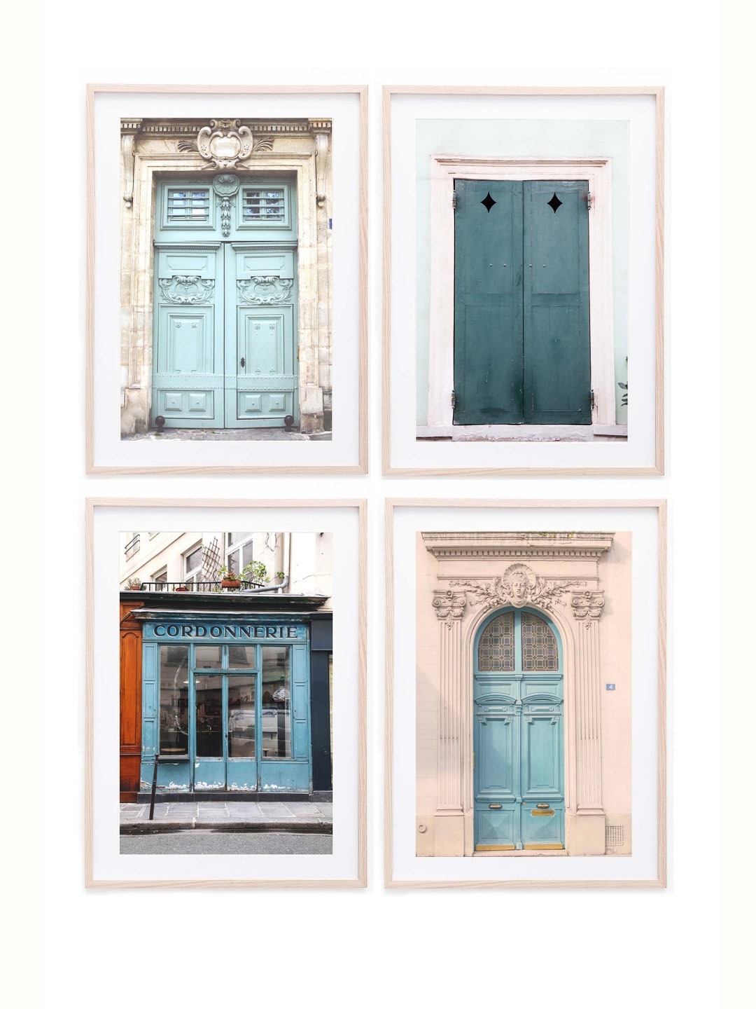 Paris Doors Prints, Set of 4 Prints, Paris France Wall Art, Paris Wall ...
