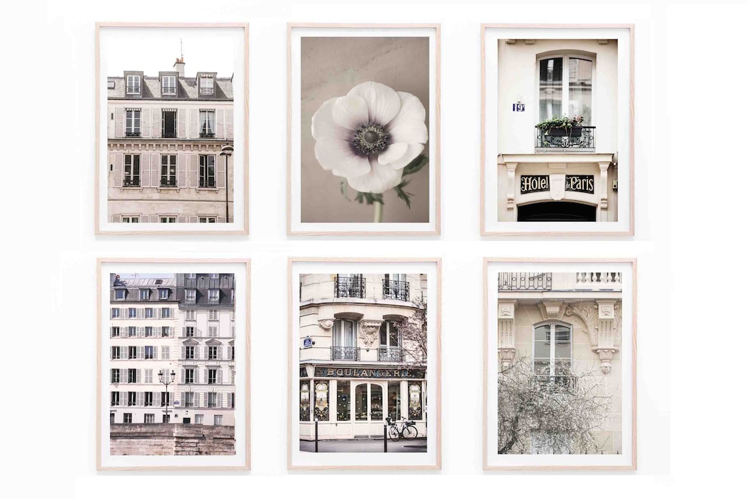 Paris in Neutral Tones Prints, Set of 6 Prints, Paris France Wall Art ...