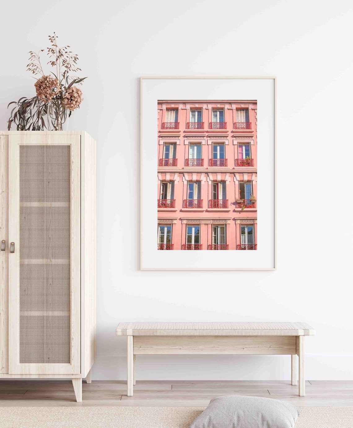 Pink Paris Building Printable Photo for Home Wall Decor | Etsy