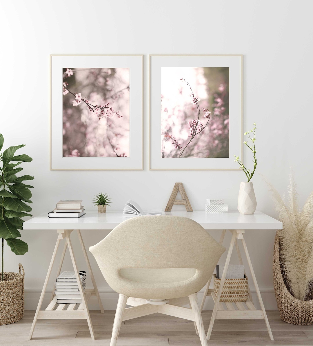 Set of 2 Cherry Blossom Prints for Boho Home Wall Decor - Cherry ...