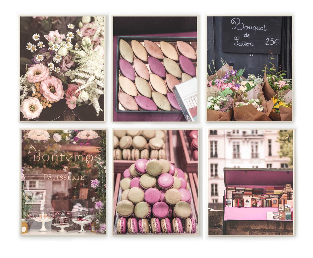Paris in Pastel Pink Tones Prints, Set of 6 Prints, Paris France Wall ...