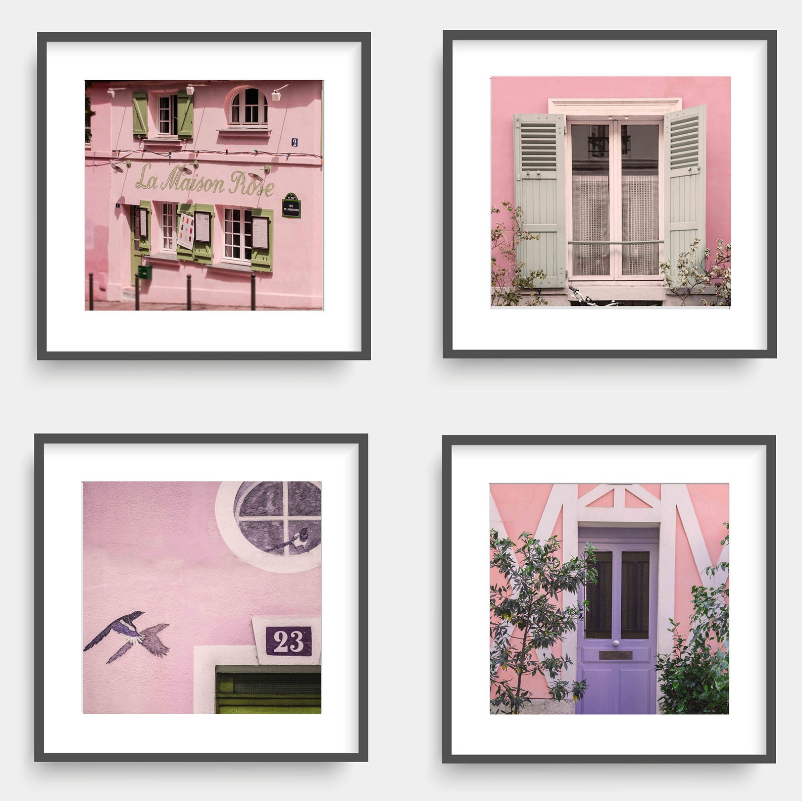 Paris Photography Print Set for Paris Gallery Wall Decor- Pink Tones ...