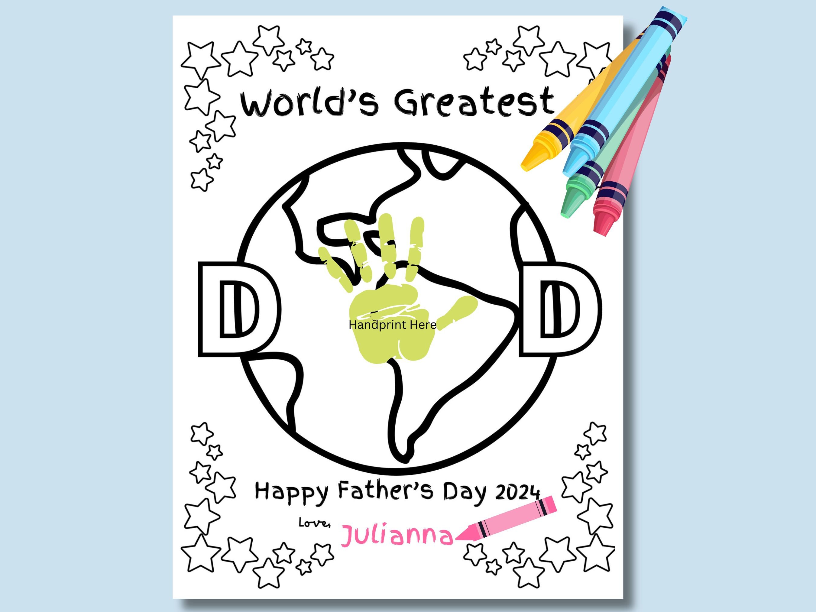 Father's Day Handprint Craft, Printable Father's Day Art, Gift for Dad ...