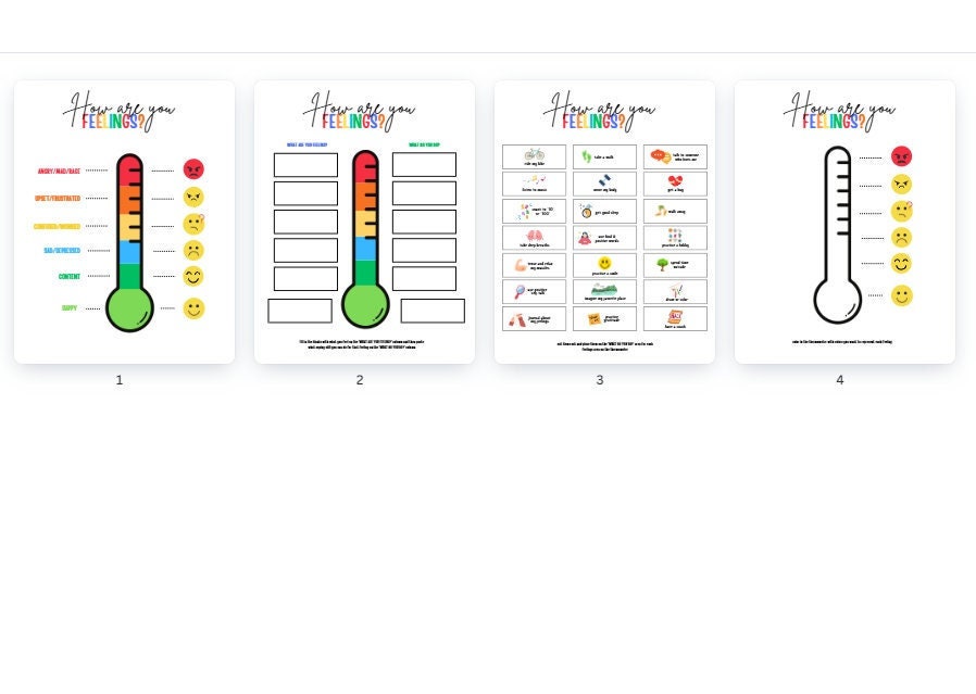 Feelings Thermometer Worksheet - Etsy
