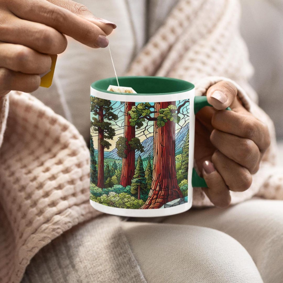 Sequoia Stained Glass Art Mug | National Park Mug, Sequoia Art Cup ...