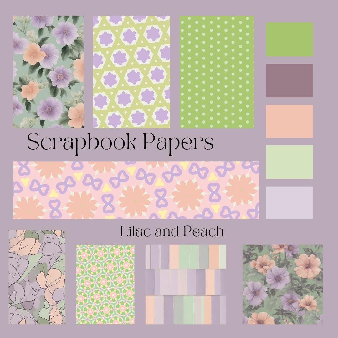 Lilac and Peach Patterns Scrapbook and Crafting Papers - Etsy