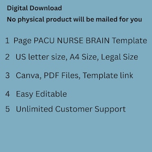 PACU Nurse Brain Sheet - Shift Report Organizer (canva Template Digital ...