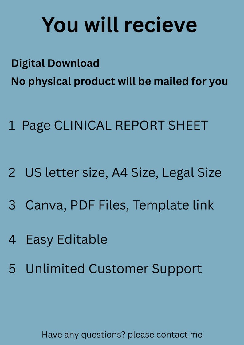Editable Clinical Report Sheet | Printable Nurse / Doctor Report ...