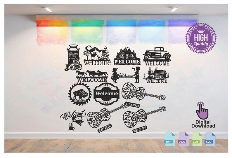 Welcome Wall Art Decor Vector Files: Laser & Plasma Cutting (digital ...