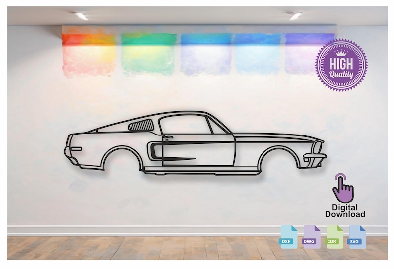 Mustang GT390 Metal Car Wall Art: Laser Cut CNC Vector File (digital ...