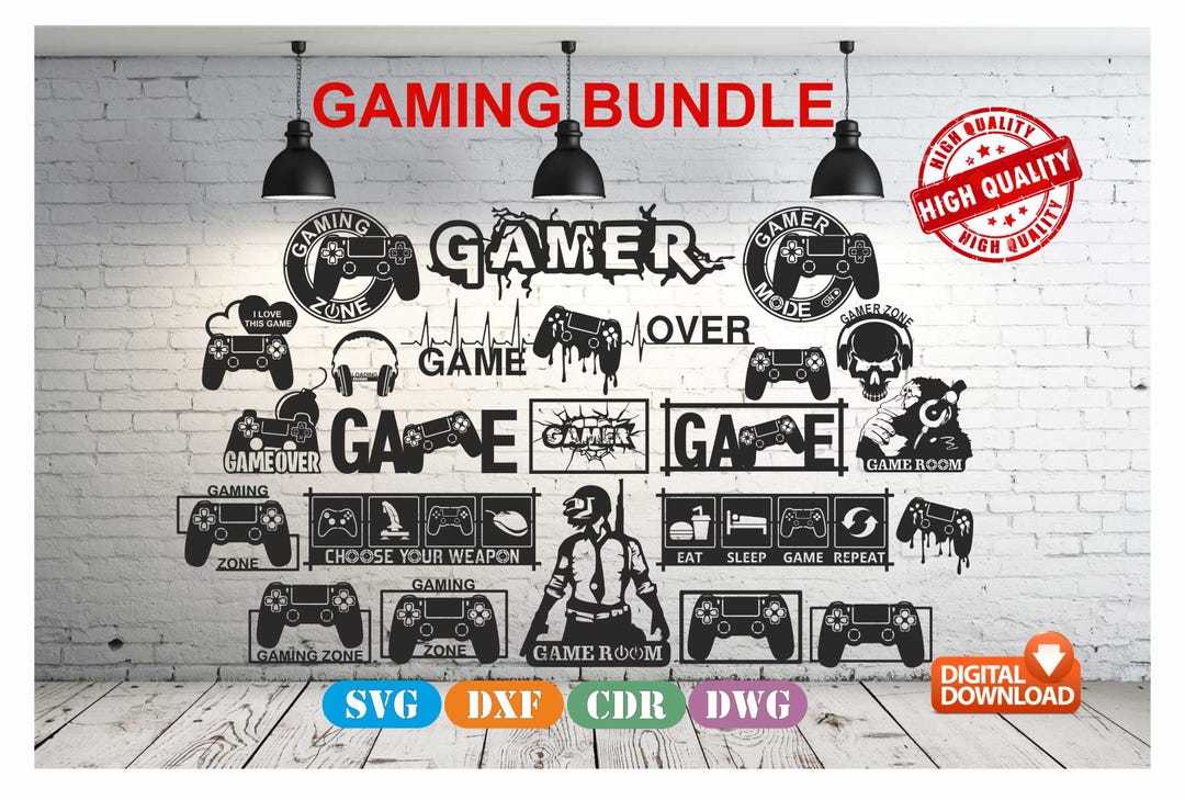 Gamer Bundle Wall Art Decor Laser Cut CNC Files - Etsy