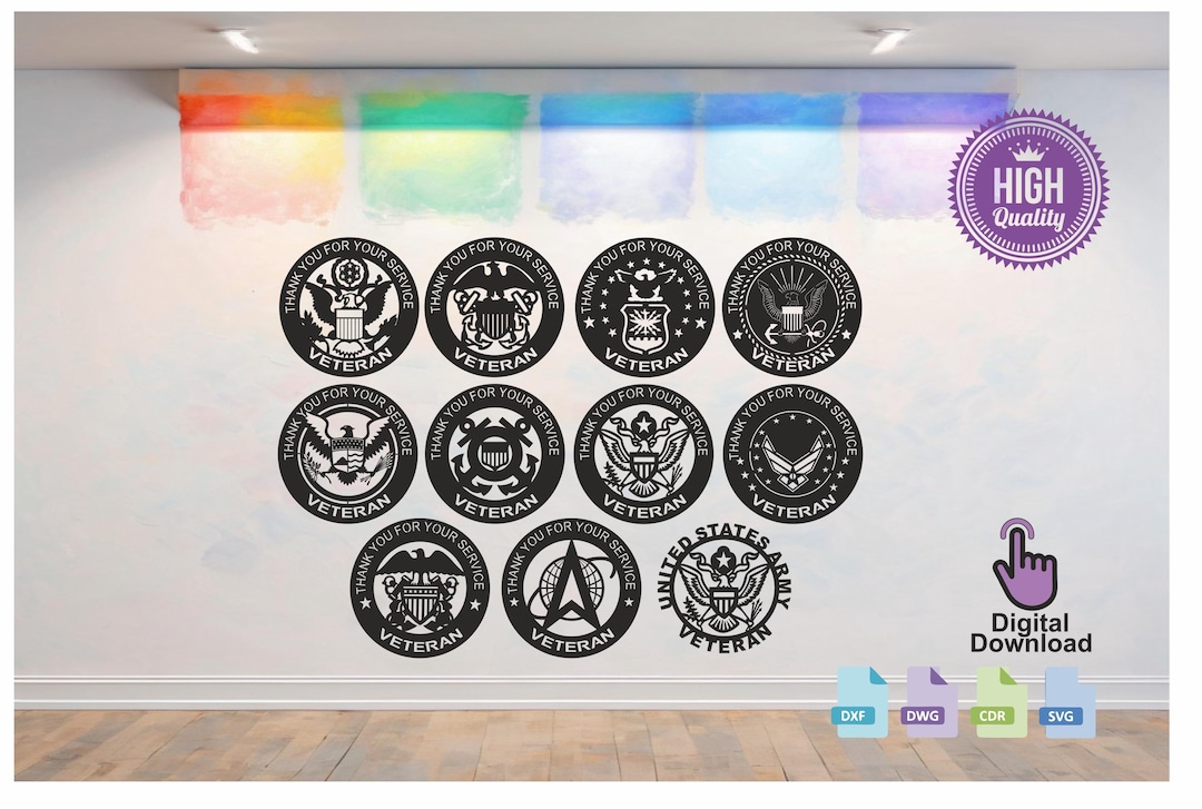 USA Military Veteran Wall Decor Bundle Vector Drawing File for Laser ...