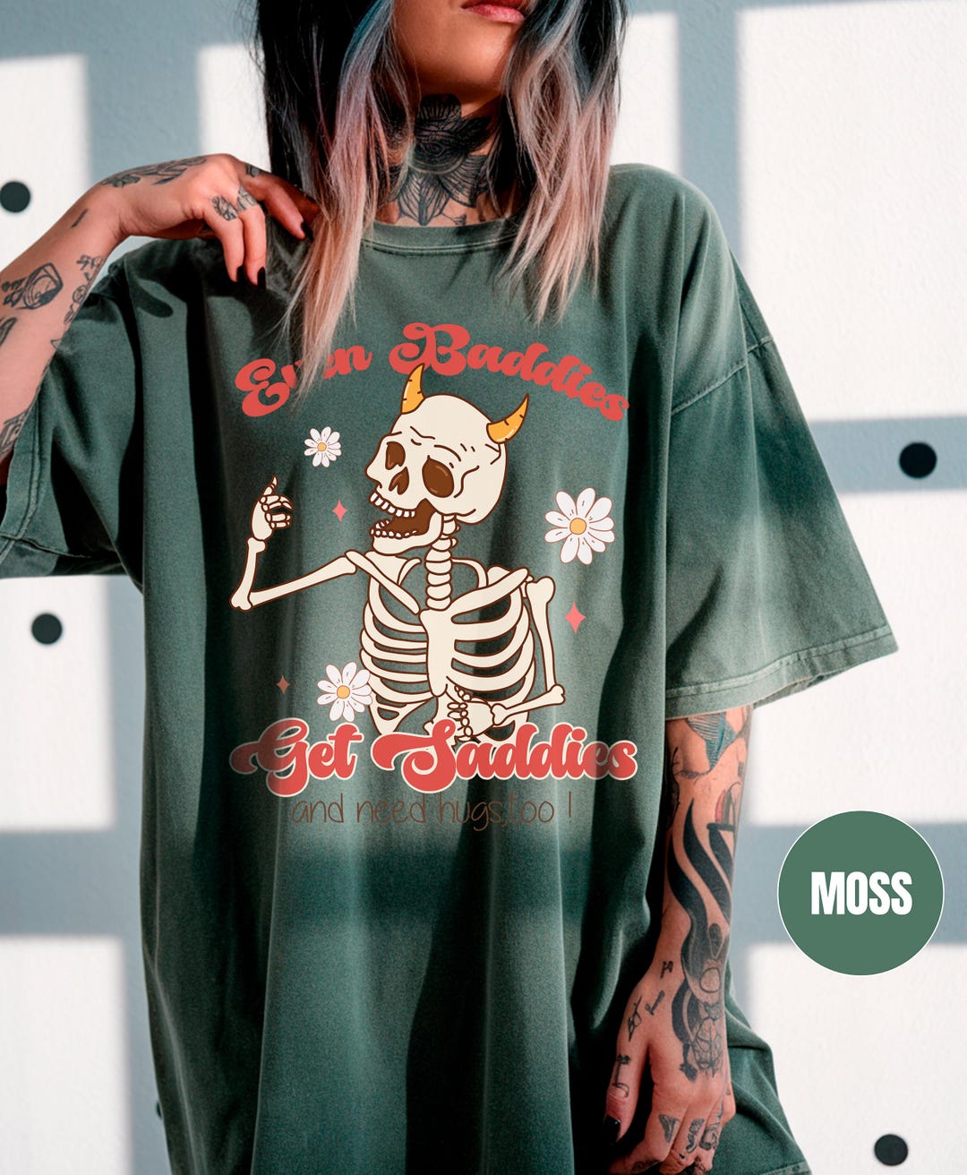 Even Baddies Get Saddies Comfort Colors Shirt, Funny Skeleton Meme ...