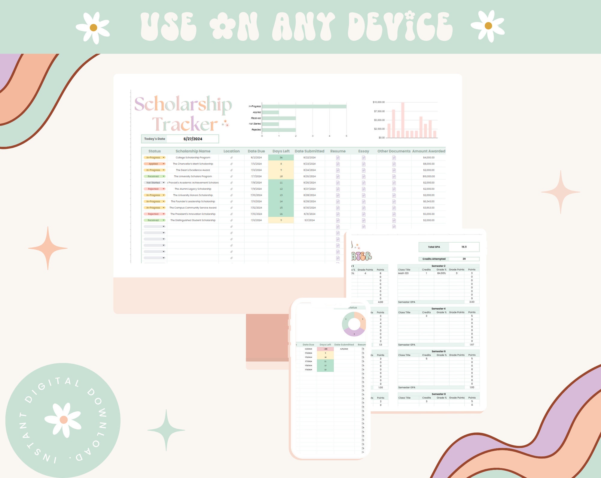 Scholarship Spreadsheet Google Sheets School Tracker School Scholarship ...