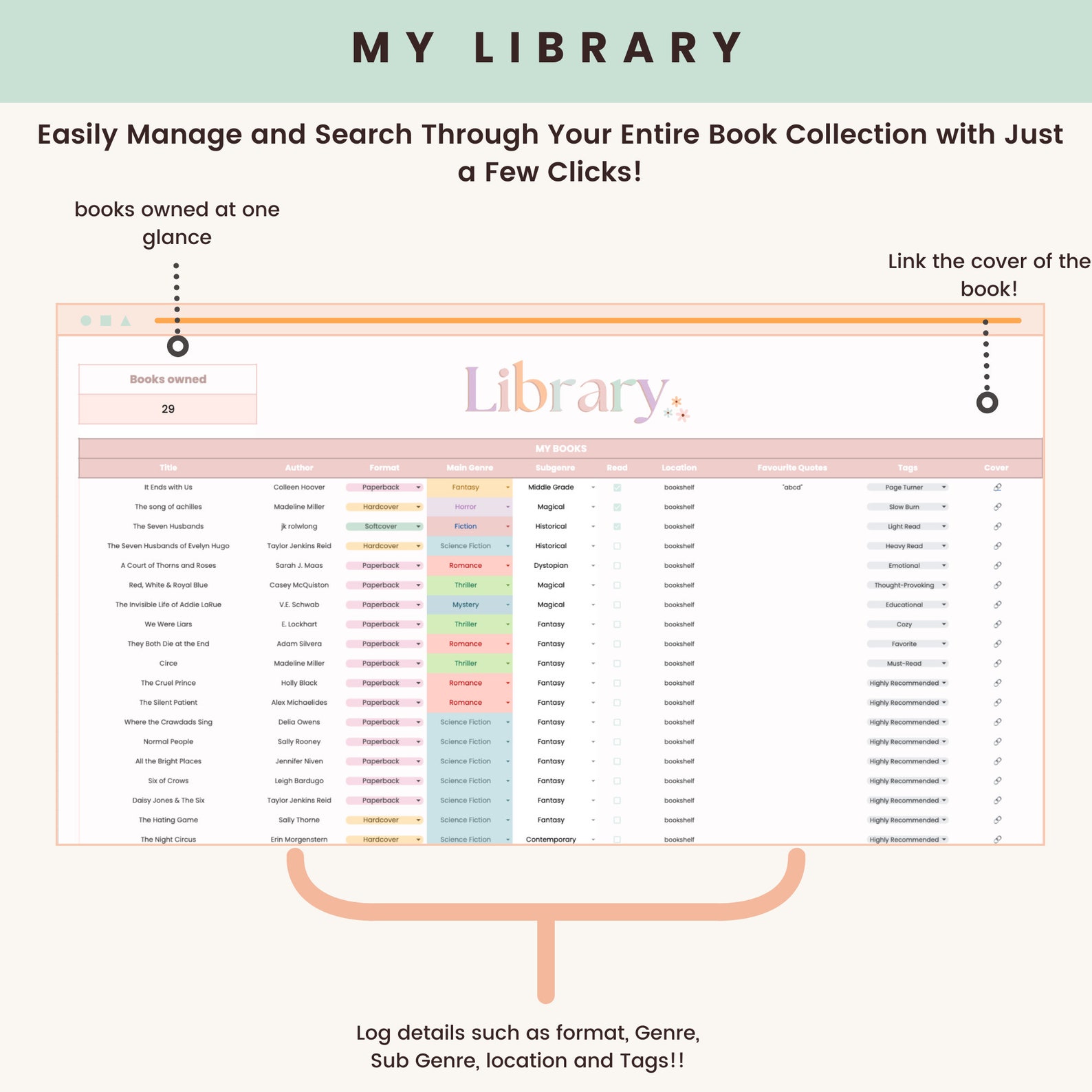 Ultimate Book Tracker and Reading List Template | Google Sheets ...