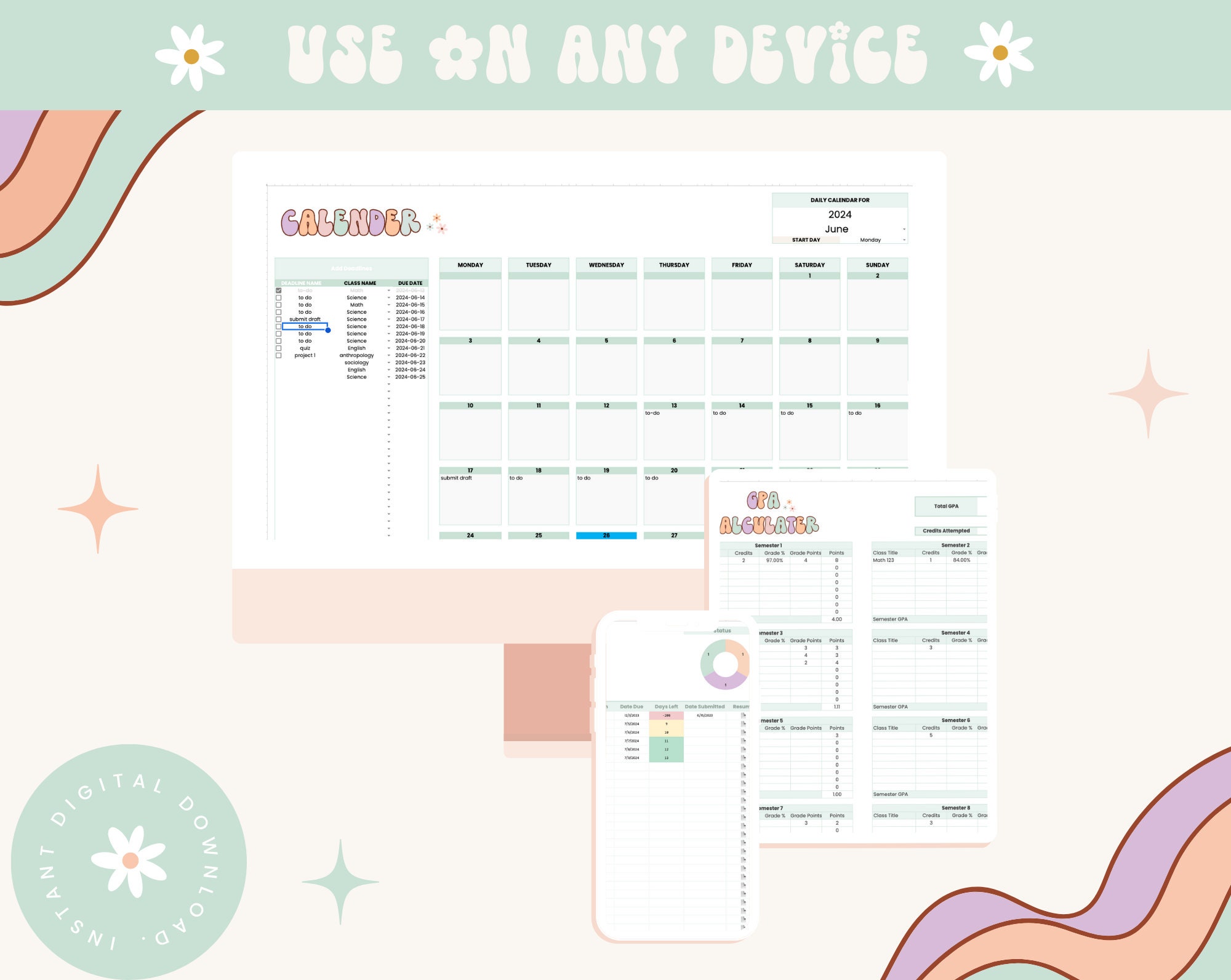 Student Planner With Assignment Tracker Academic Planner Google Sheets ...