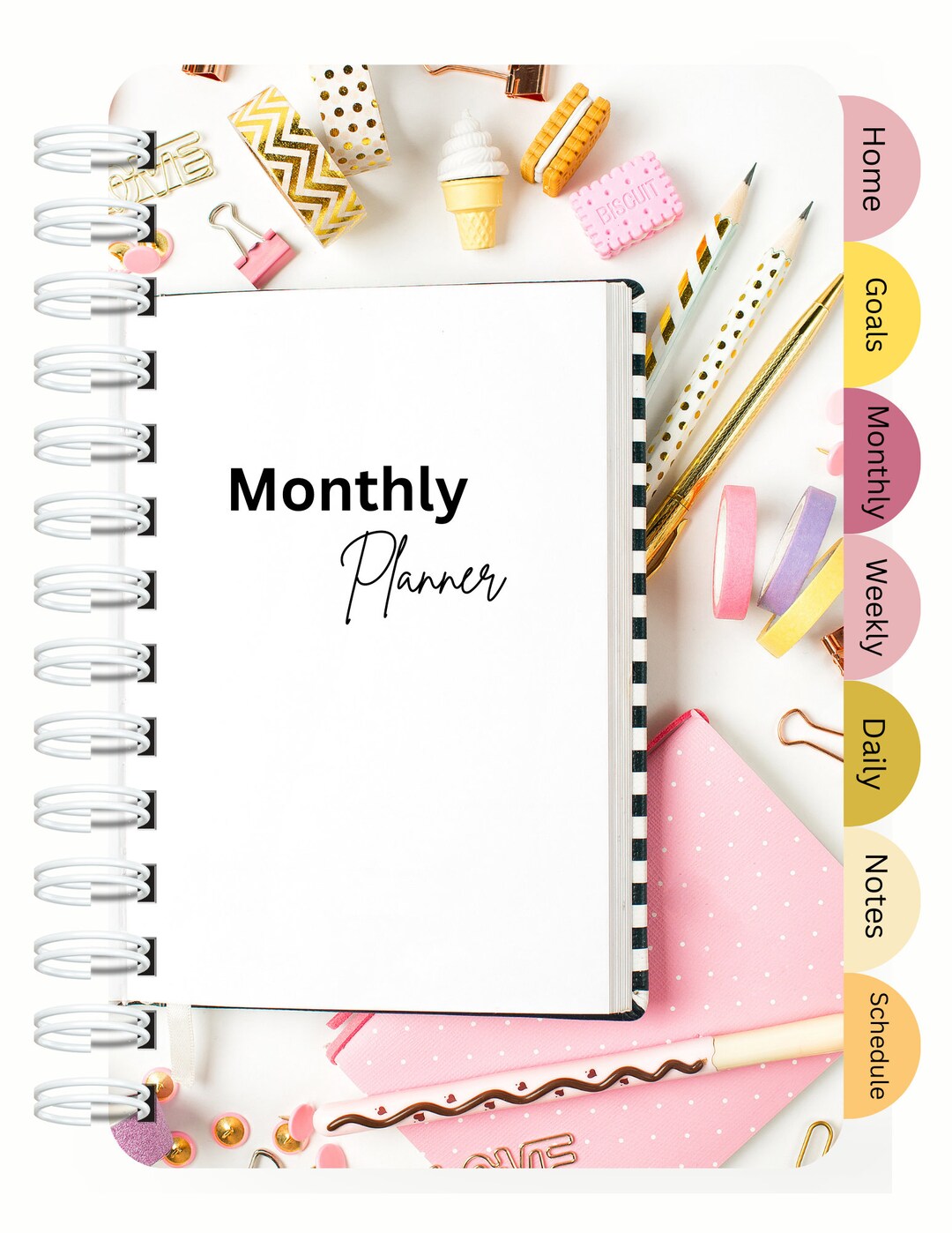 Pink Digital Planner Colorful | Undated Monthly Planner| Weekly ...