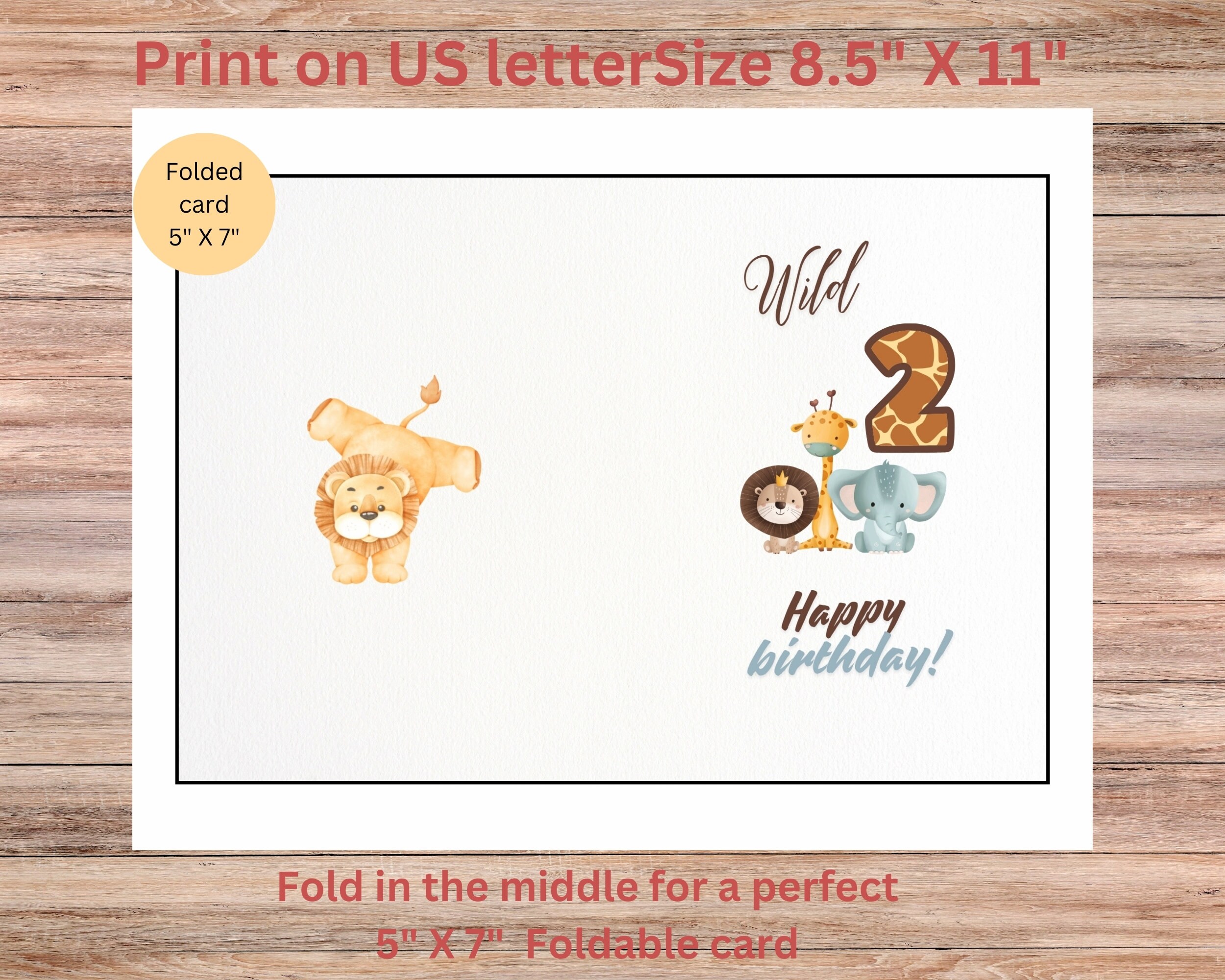 Cute Safari Animal Birthday Card| Nice and Simple| Cute| Digital ...