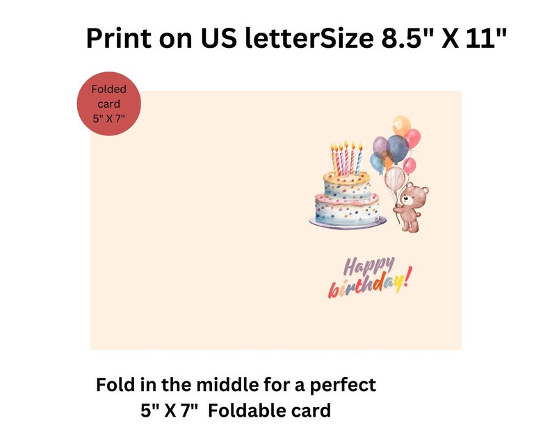 Simple Cute Birthday Card Greeting Card Digital Card Printable Card PDF ...