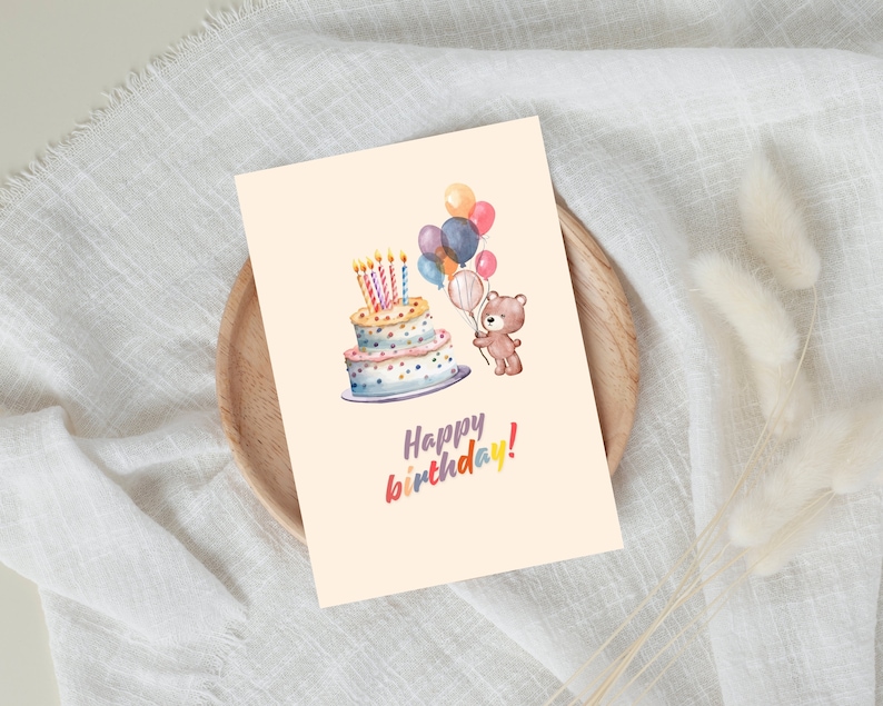 Simple Cute Birthday Card Greeting Card Digital Card Printable Card PDF ...
