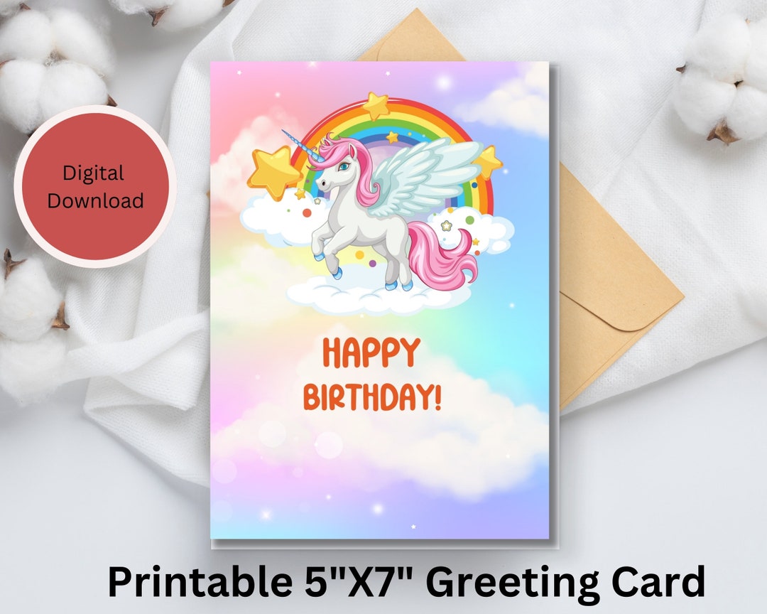 Printable Unicorn Birthday Card| Unicorn Card| Birthday Card| Digital ...