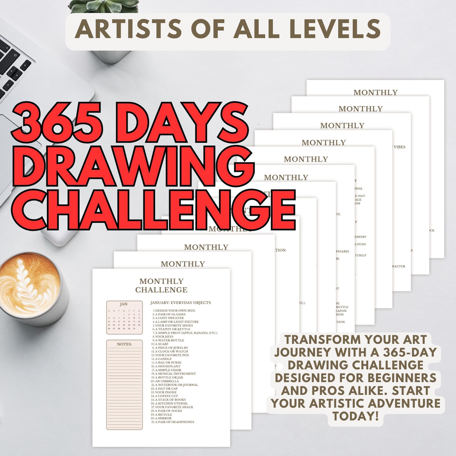 365 Days Drawing Challenge, Perfect for Birthday Gift, Anniversary Gift ...