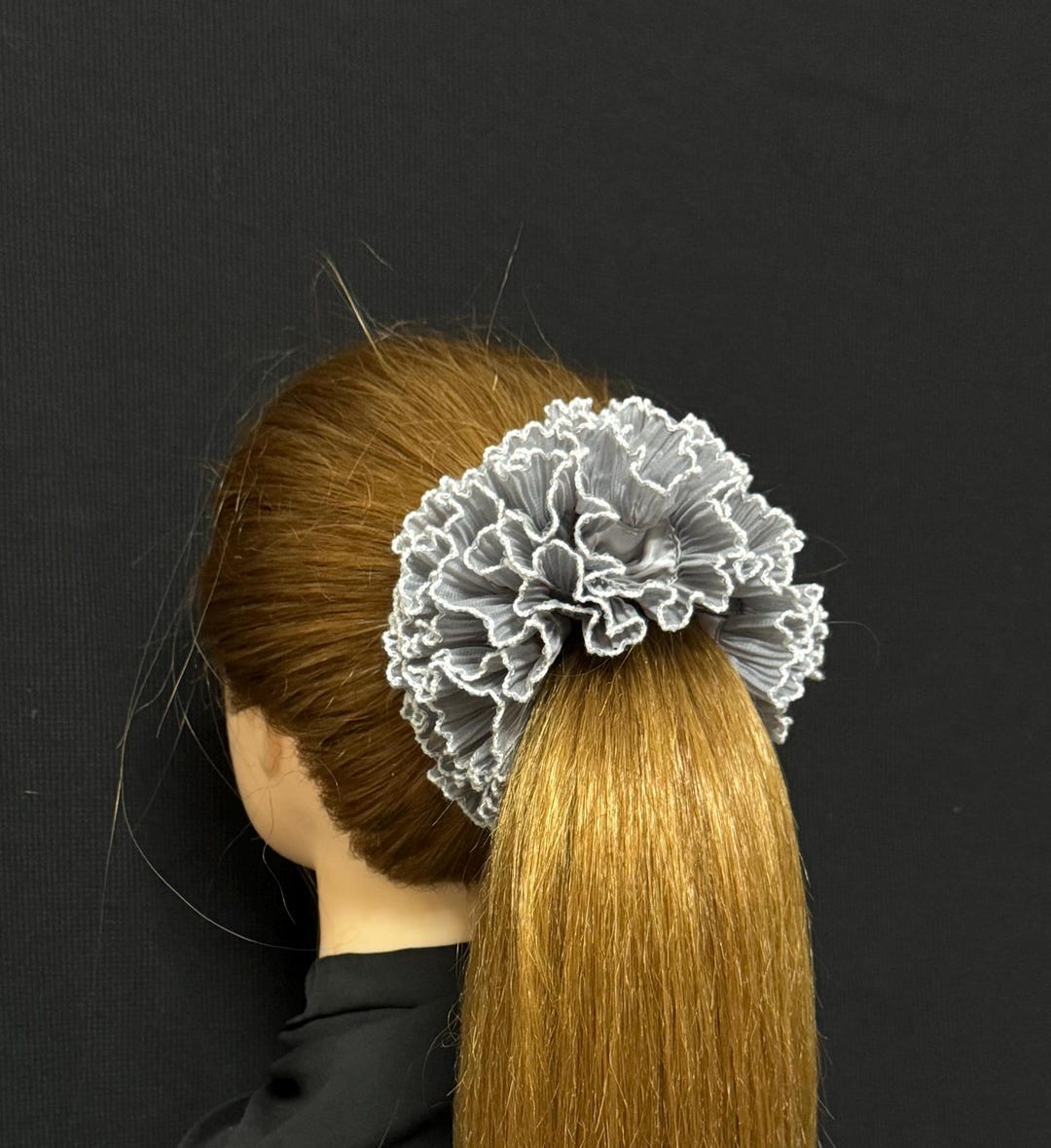 Gray Lace Ruffle Hair Scrunchie - Elegant Embroidered Hair Accessory - Etsy